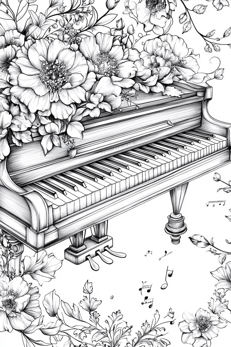 Music and Instruments Coloring Pages, Printable Musician Coloring Book ...