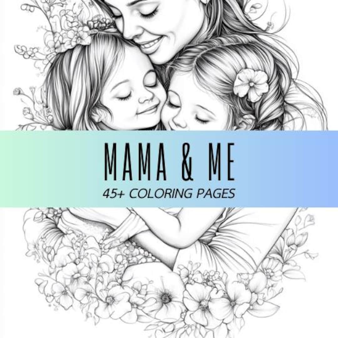 Mother and Daughter Coloring Pages, Family Printable Coloring Book for ...