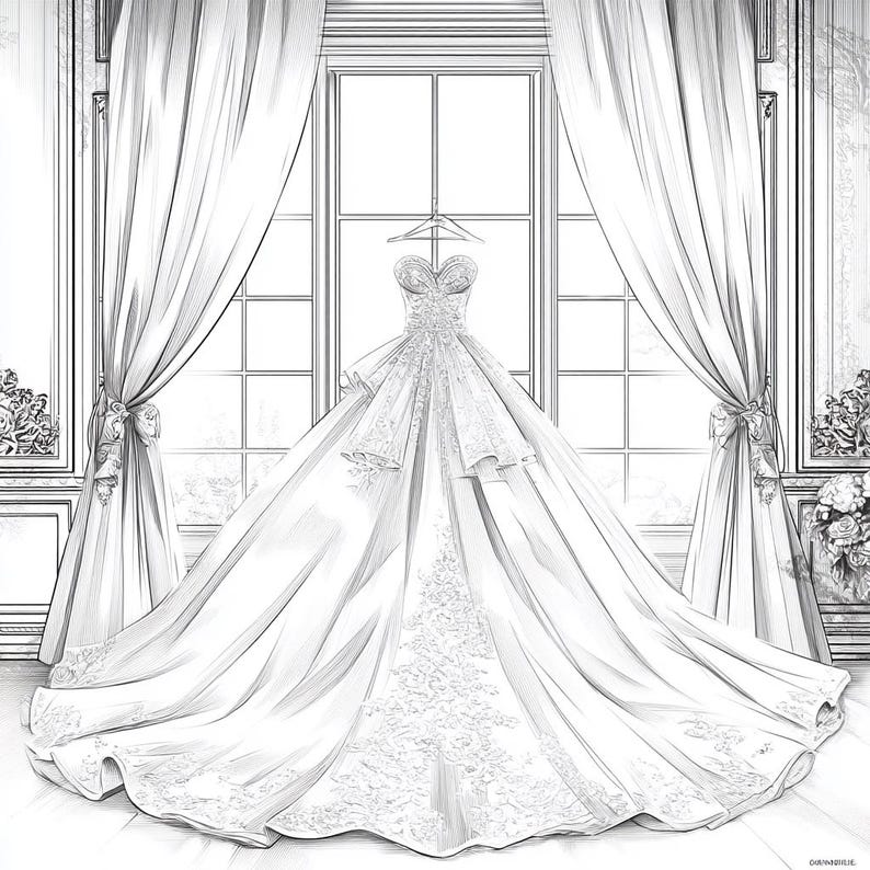 Adult Coloring Pages Printable: Instant Download | BRIDAL GOWNS WEDDING ...