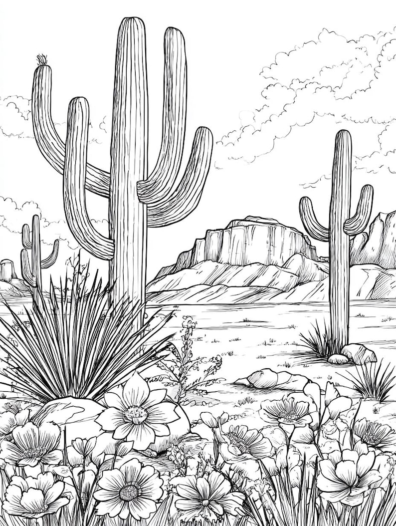 Adult Coloring Pages Printable: Instant Download | ARIZONA LANDSCAPE ...