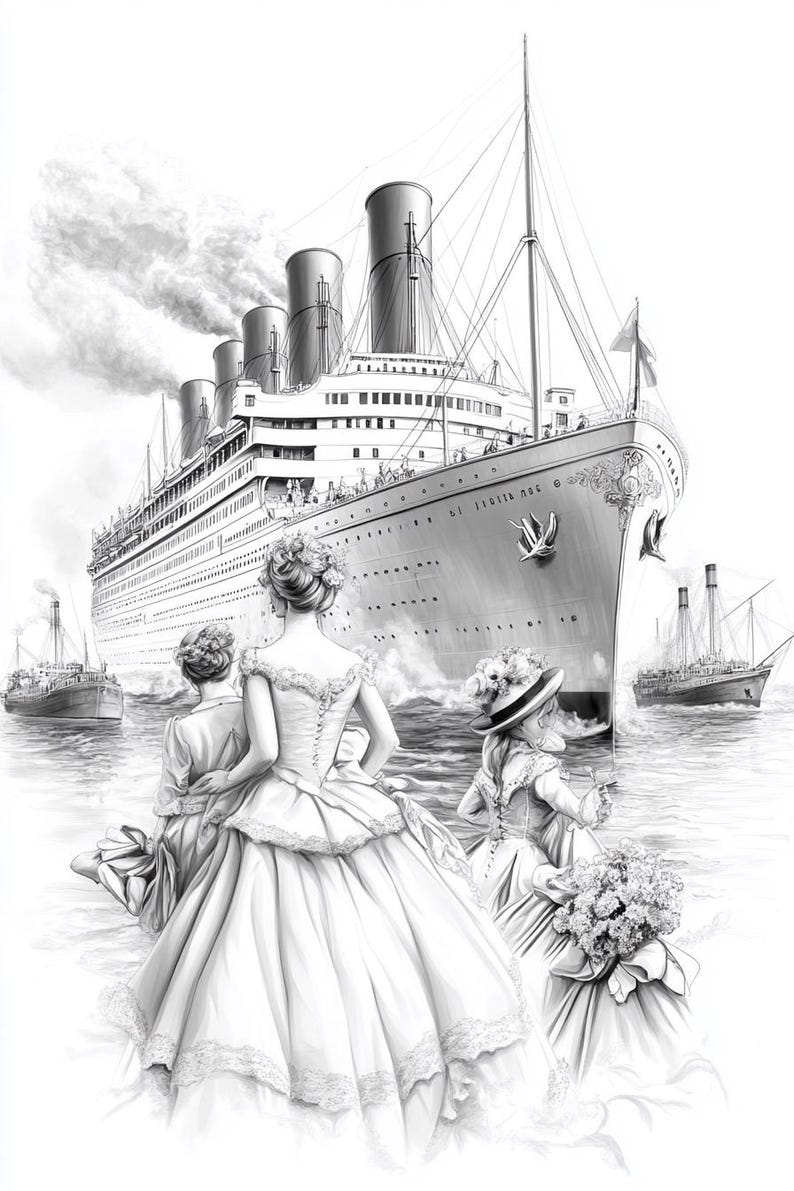 Adult Coloring Pages Printable: Instant Download | TITANIC SHIP | 45 ...