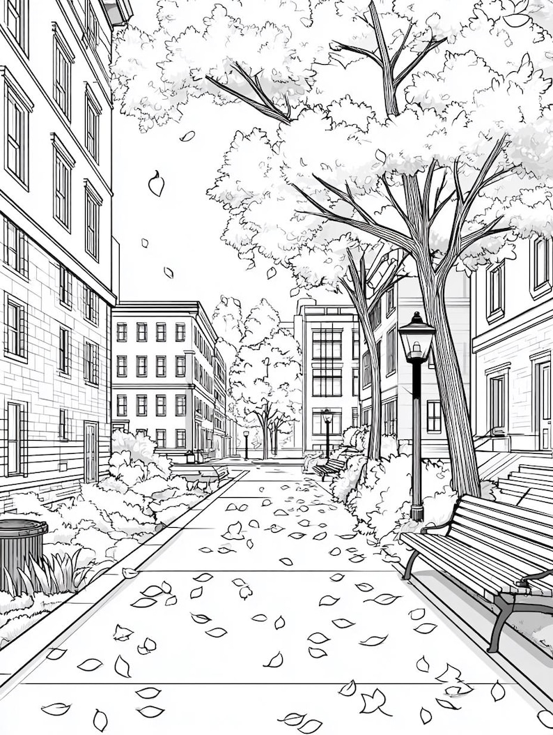 Northeast Landscape Coloring Pages, Scenic Printable Coloring Book for ...