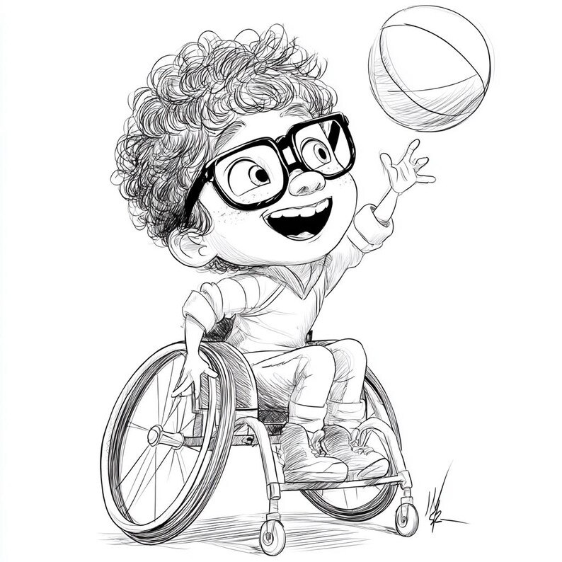 70 Inclusive Kids Coloring Book | Children With Disabilities Doing ...