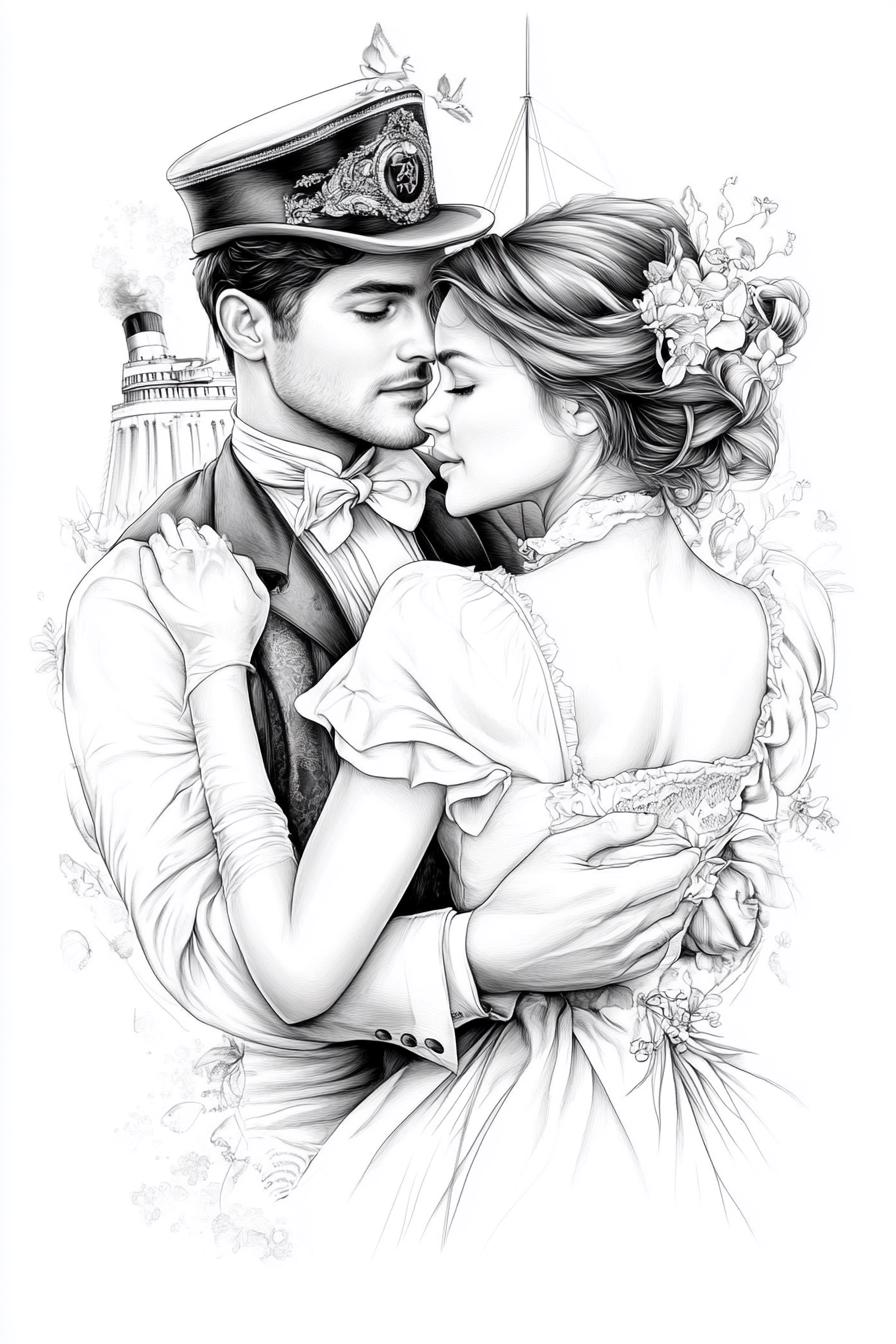 Titanic Coloring Pages – 45+ Printable Sheets | Edwardian Fashion ...