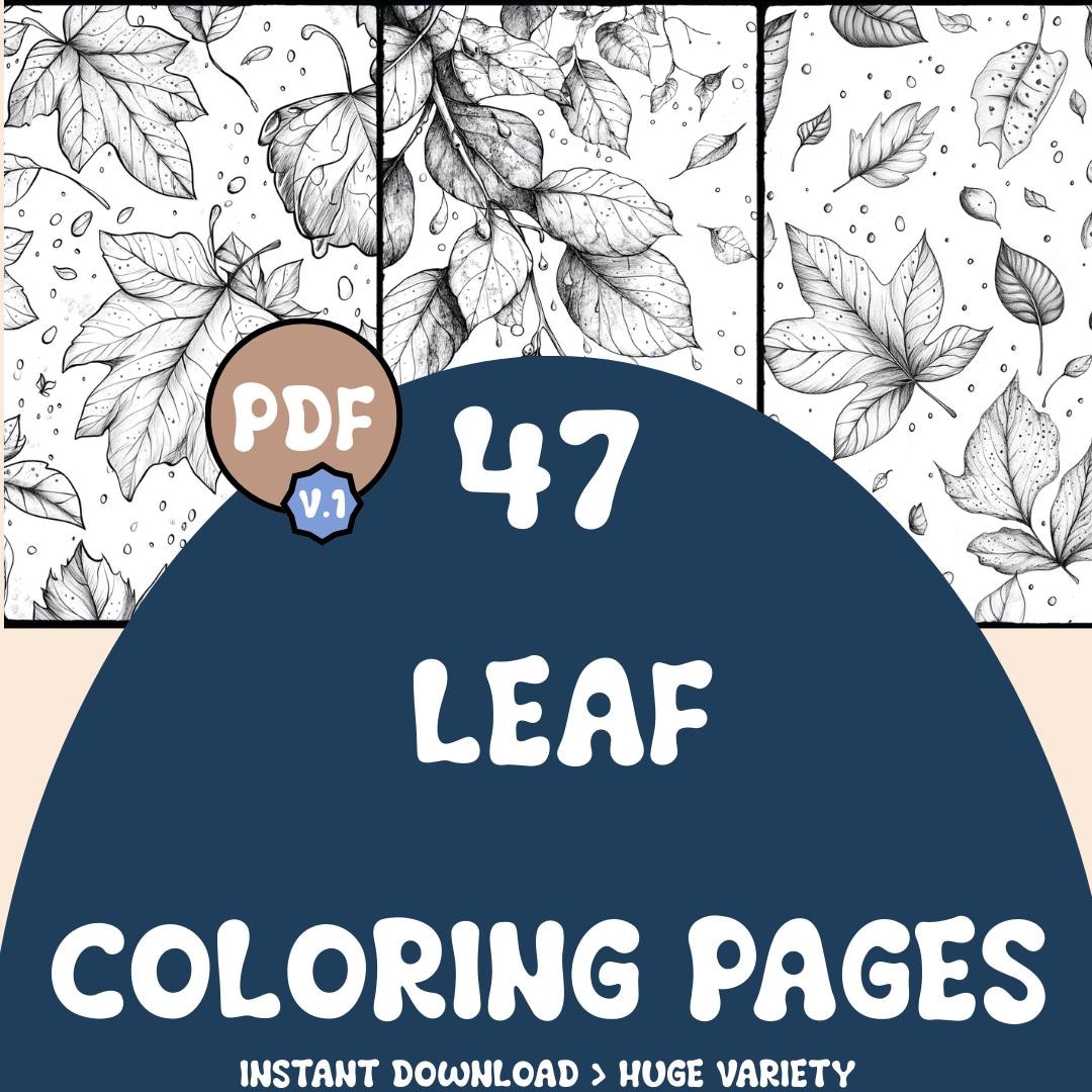 Leaf Coloring Pages | 47 Pages | Greenery , Foliage | Digital Download ...