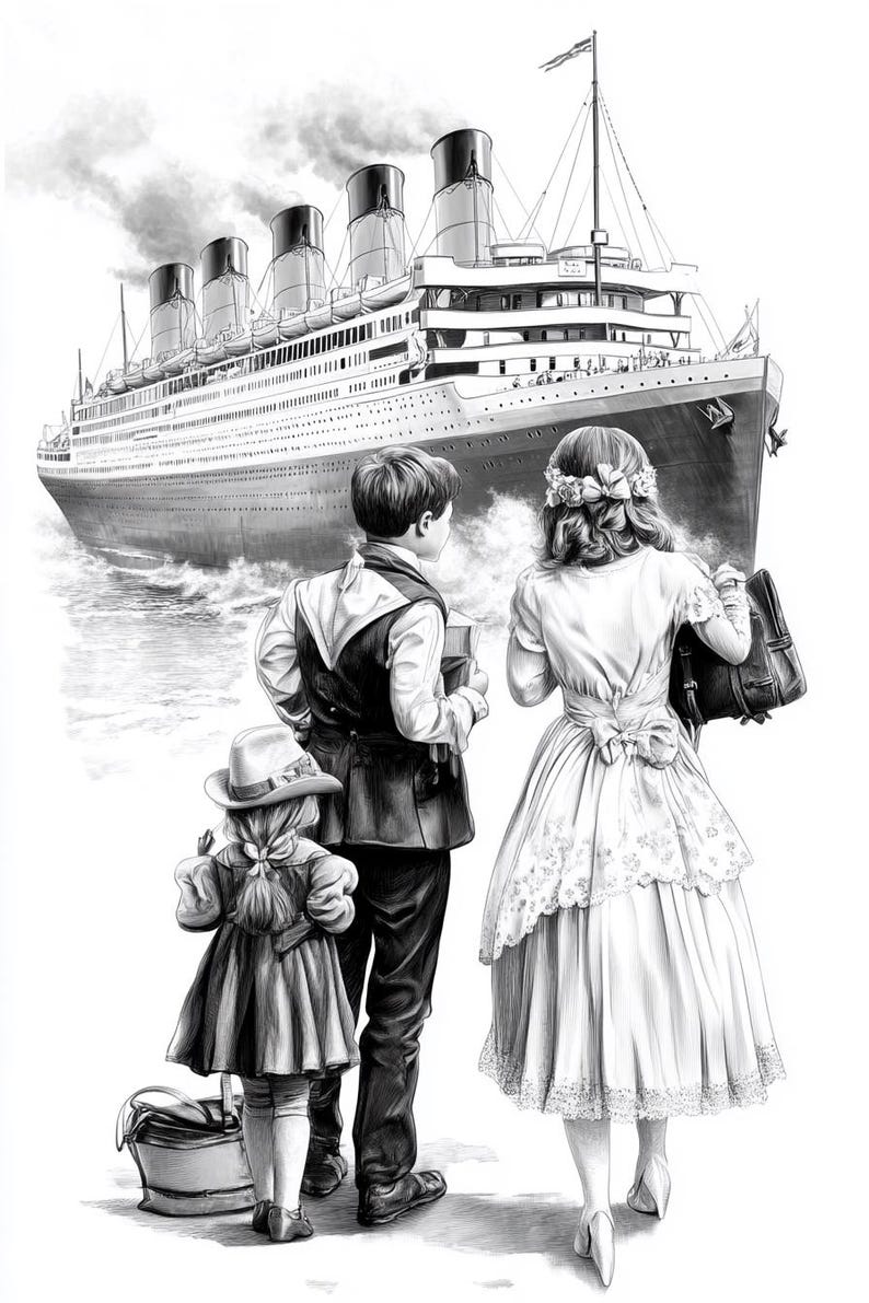 Titanic Coloring Pages – 45+ Printable Sheets | Edwardian Fashion ...