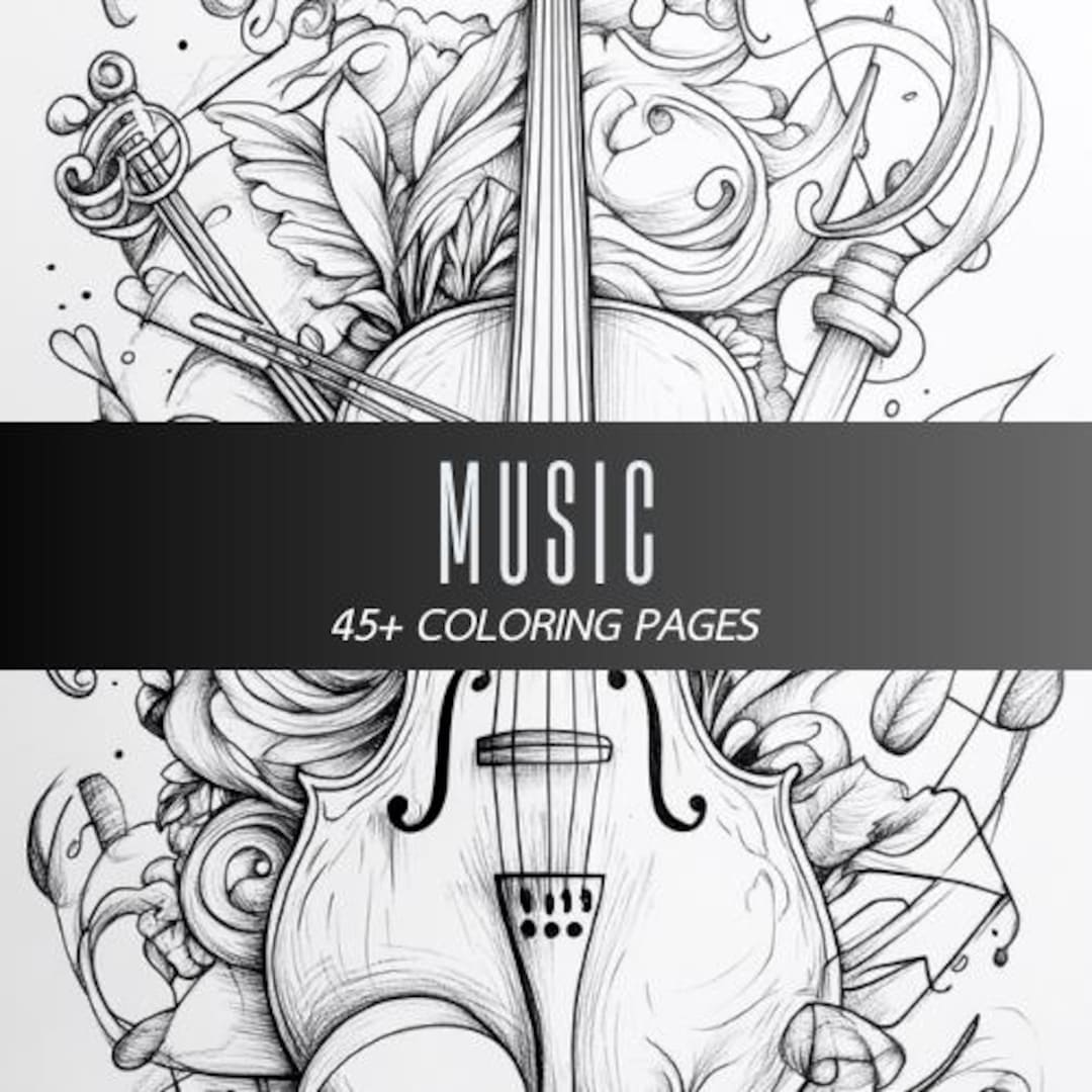 Music and Instruments Coloring Pages, Printable Musician Coloring Book ...
