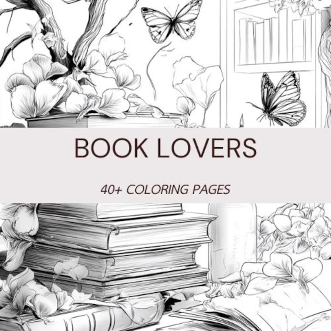 Book Lover Coloring Pages: 40+ Books & Fairytale Designs (digital ...