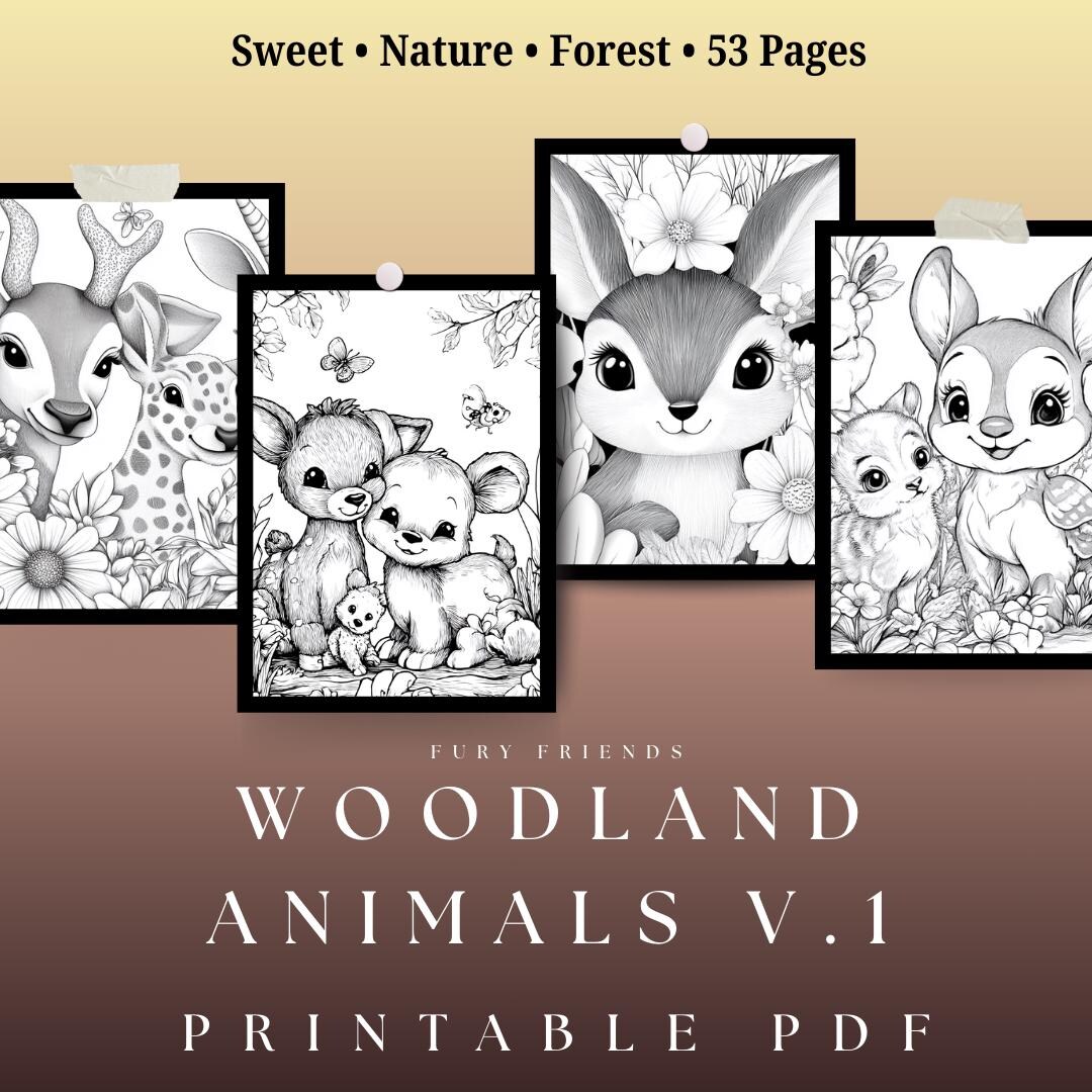 Woodland Animal Coloring Pages | 53 Pages | Nature, Playful | Digital ...
