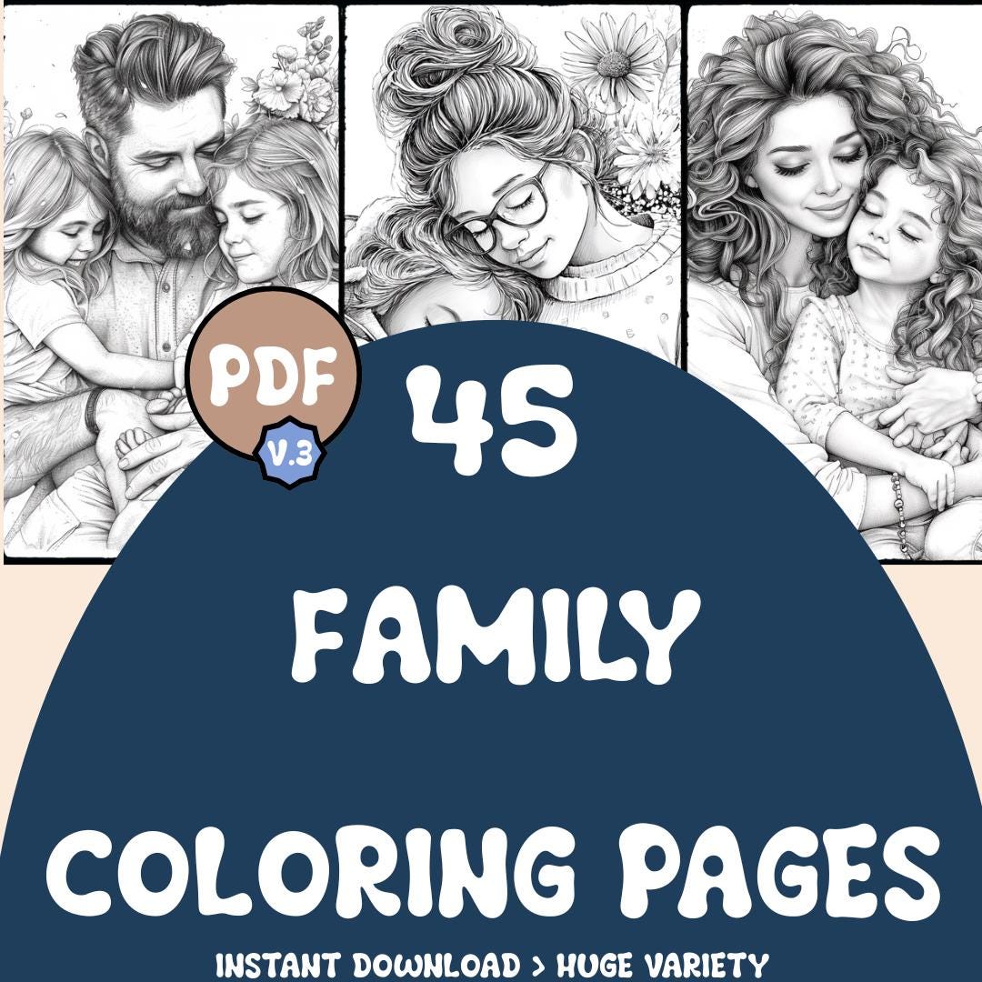 Family Coloring Pages, 45 Printable Parents and Children Designs for ...