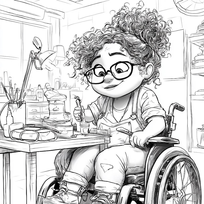 70 Inclusive Kids Coloring Book | Children With Disabilities Doing ...