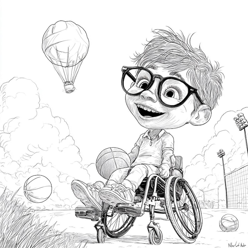 70 Inclusive Kids Coloring Book | Children With Disabilities Doing ...