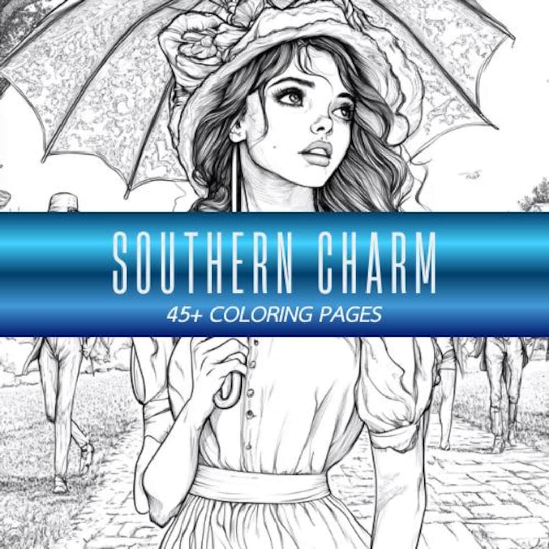 Elegant Southern Belle Coloring Pages | 45 Printable Sheets | Digital ...