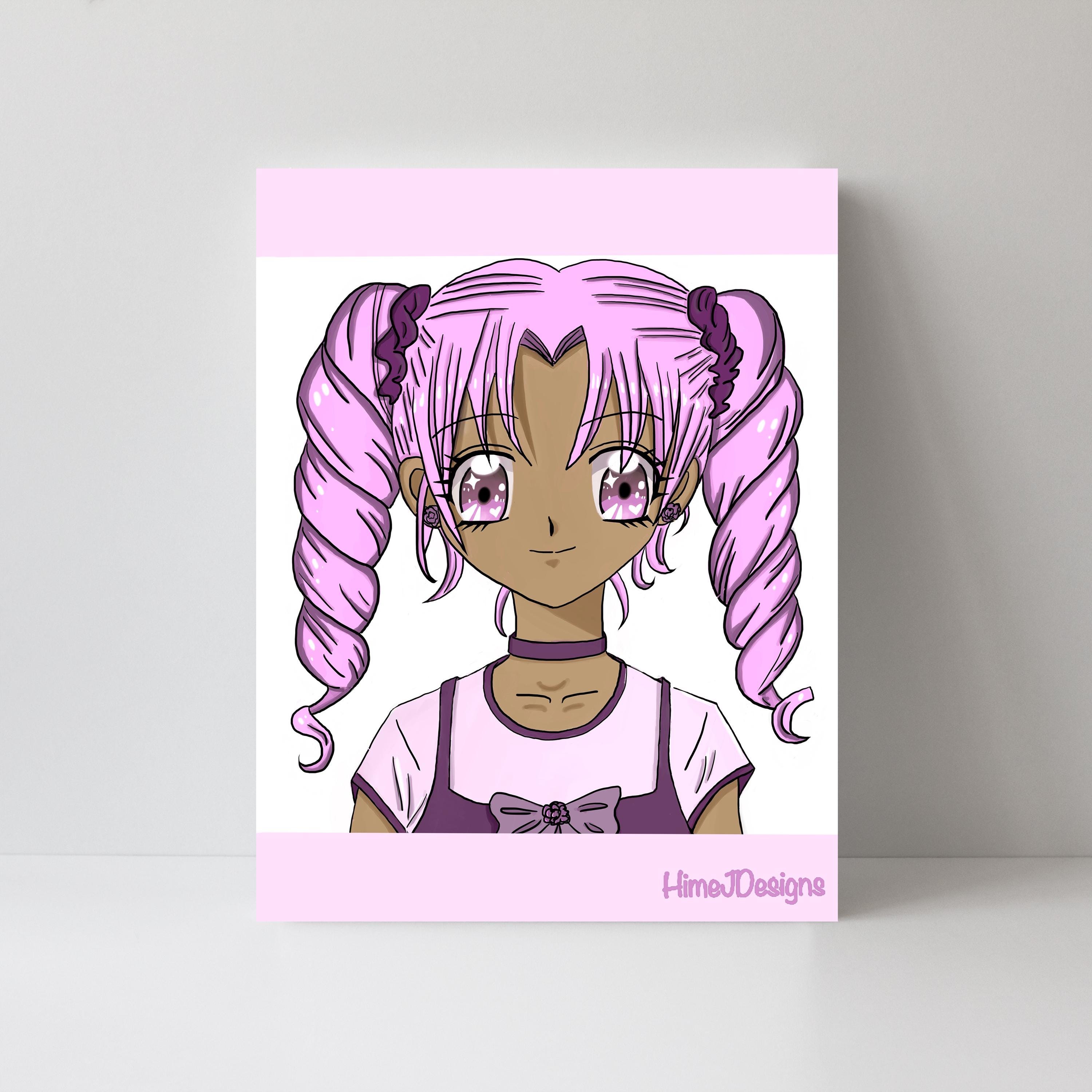 Pink Pigtails Anime Girl Art Print - Etsy