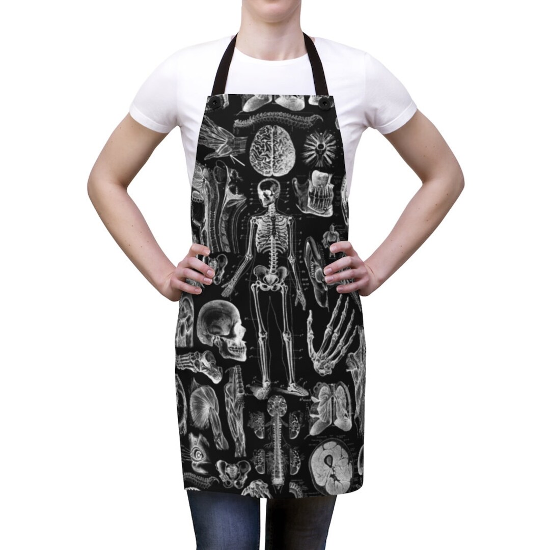 Human Anatomy White on Black Print Apron - Etsy