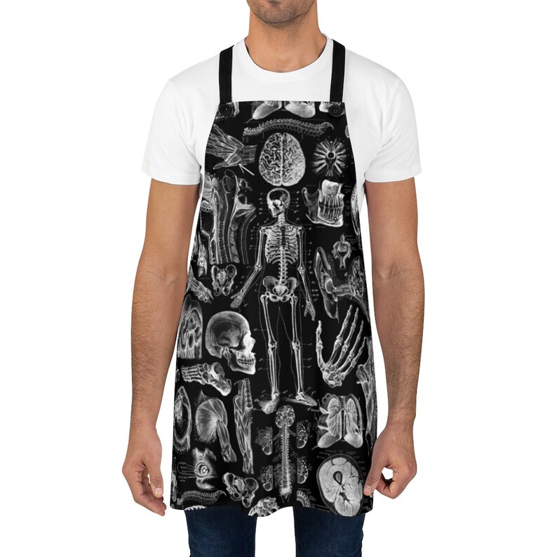 Human Anatomy White on Black Print Apron - Etsy