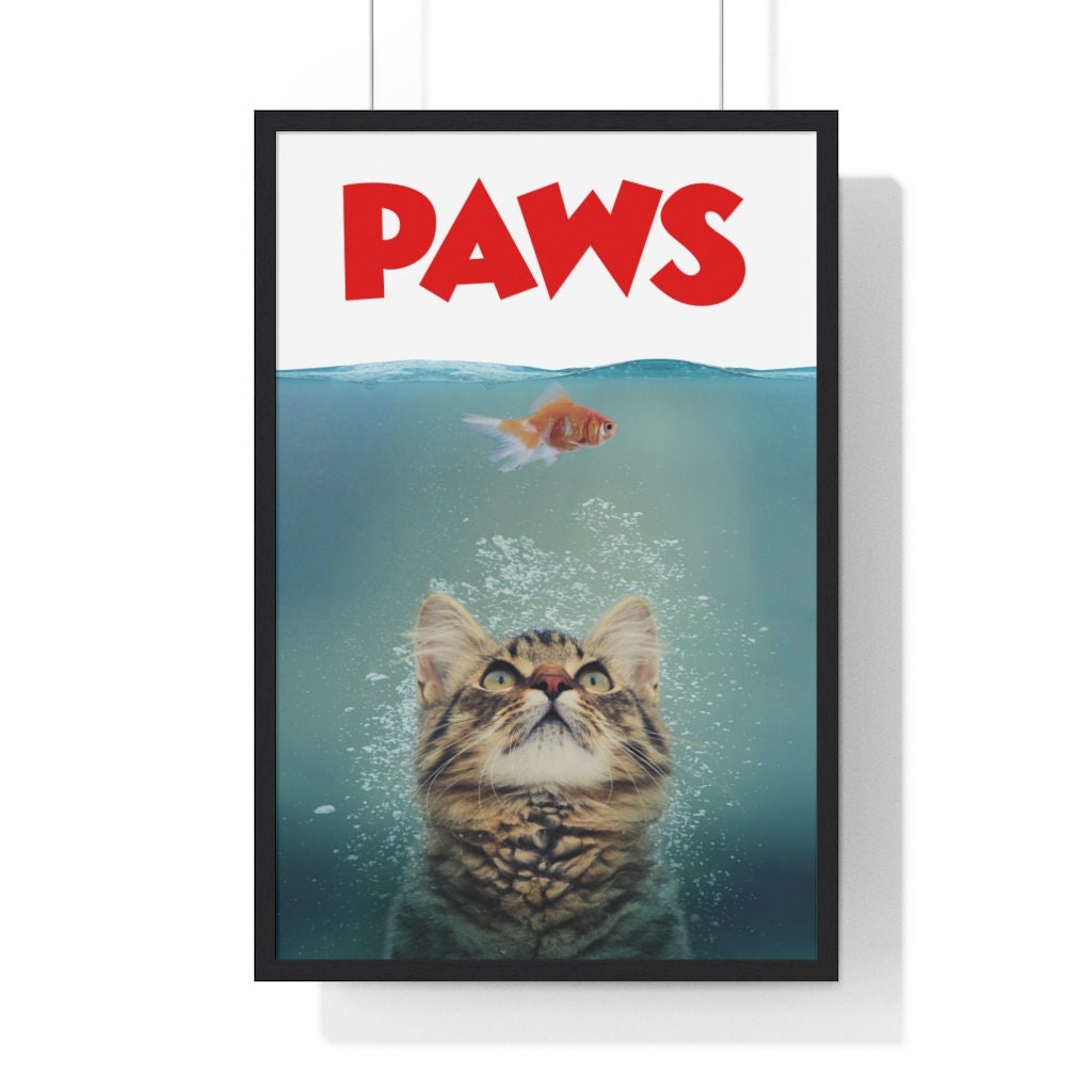 PAWS Movie Parody Cat Lover Framed Vertical Poster - Etsy