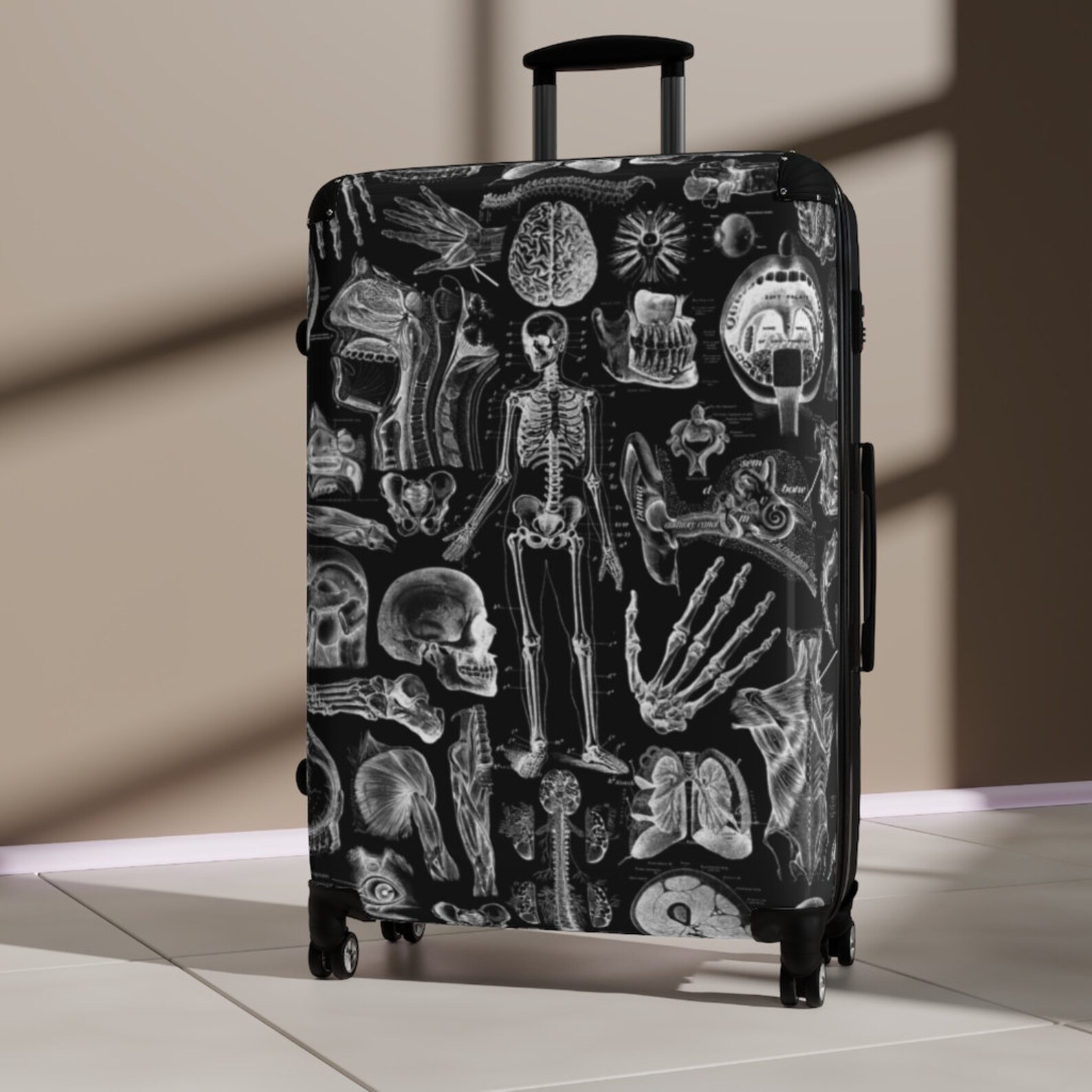 Black Gothic Human Anatomy Hard Case Rolling Locking Suitcase - Etsy