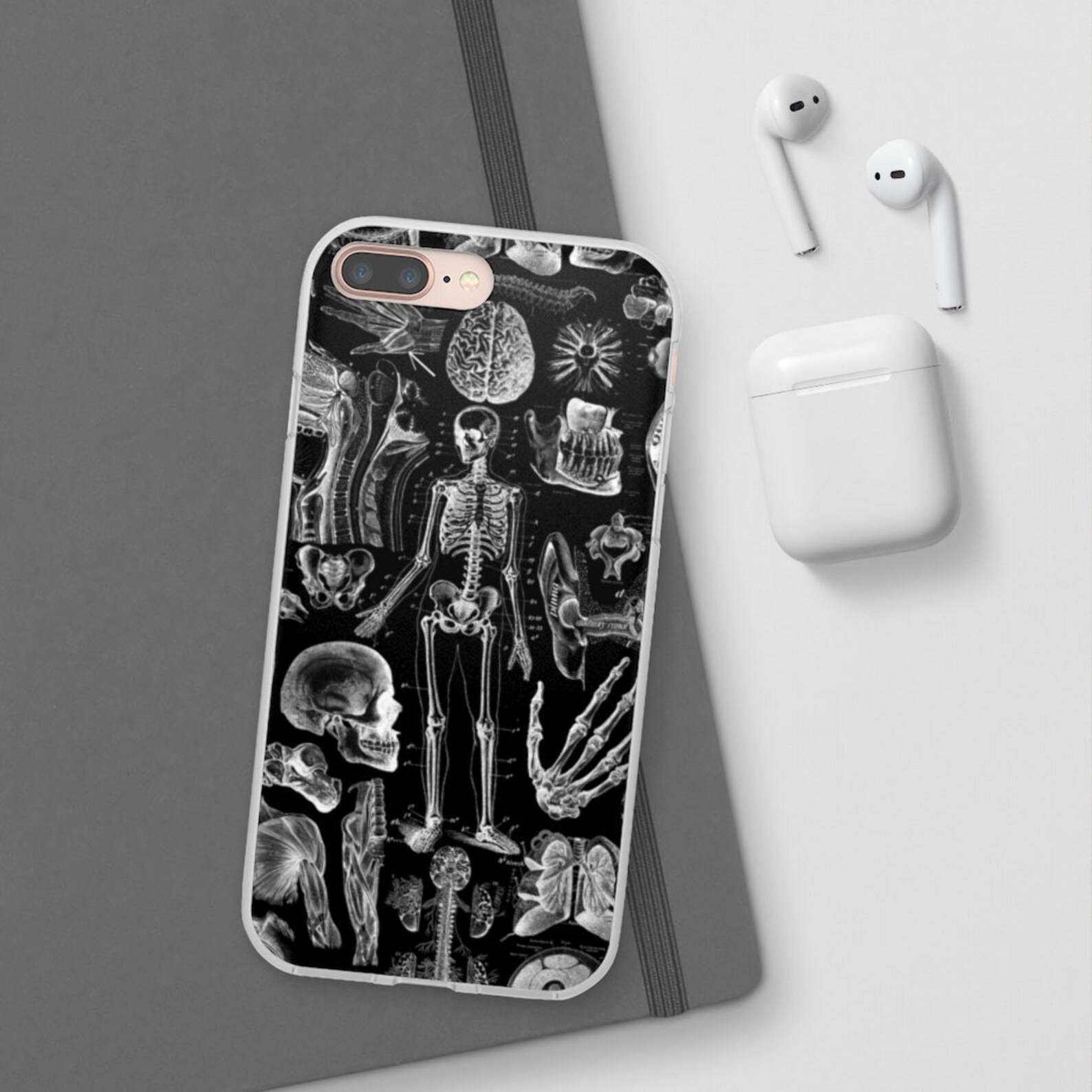 Human Anatomy Printed White on Black Flexi Smart Phone Case | Etsy