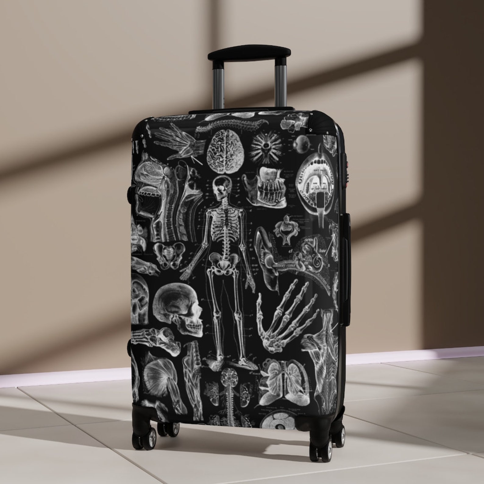 Black Gothic Human Anatomy Hard Case Rolling Locking Suitcase - Etsy