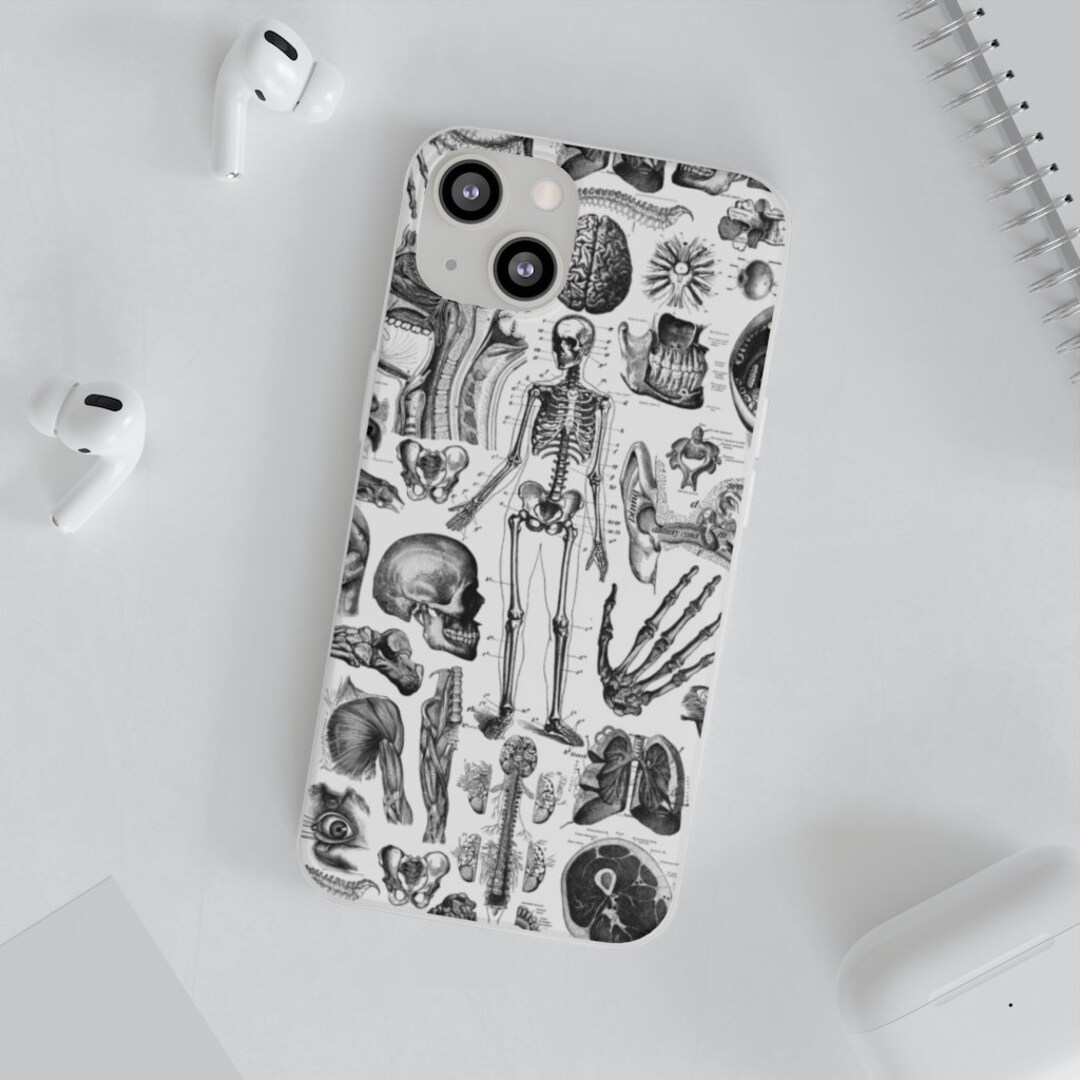 Human Anatomy Printed Black on White Flexi Smart Phone Case - Etsy