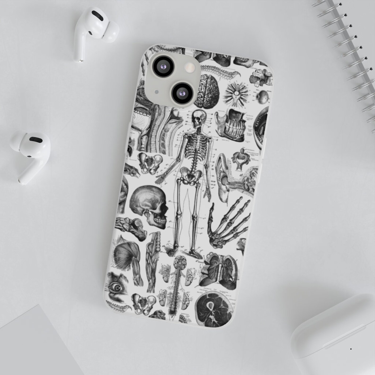 Human Anatomy Printed Black on White Flexi Smart Phone Case - Etsy