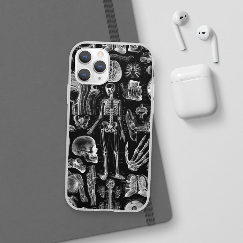Human Anatomy Printed White on Black Flexi Smart Phone Case - Etsy