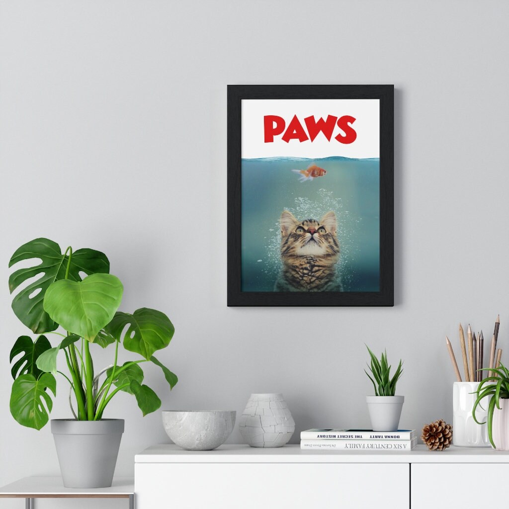 PAWS Movie Parody Cat Lover Framed Vertical Poster - Etsy