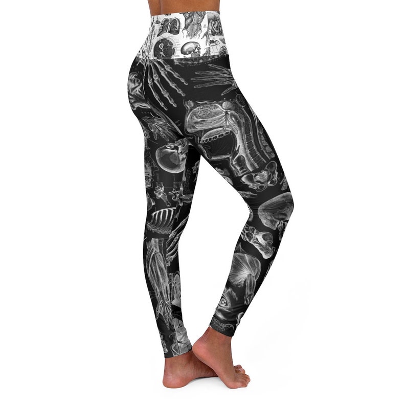 Human Anatomy Black Leg, White High Waisted Gothic Fashion Yoga ...