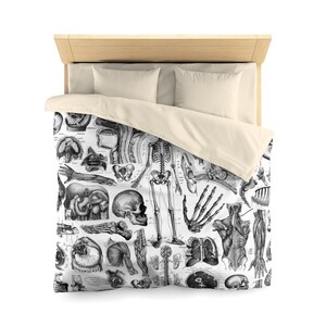 Human Anatomy Printed White on Black Microfiber Duvet Cover - Etsy