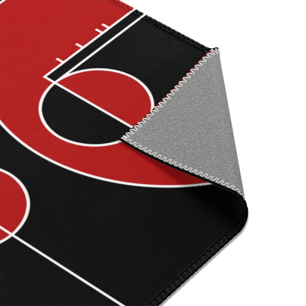 Basketball Area Rugs Street Court Style 'black and Red' - Etsy