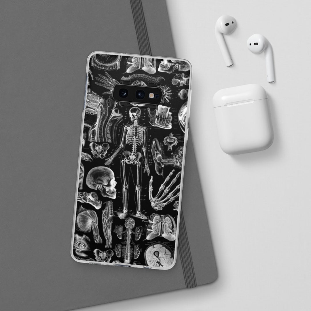 Human Anatomy Printed White on Black Flexi Smart Phone Case - Etsy