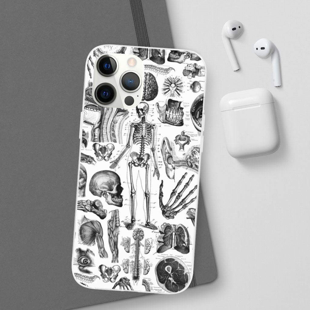 Human Anatomy Printed Black on White Flexi Smart Phone Case - Etsy