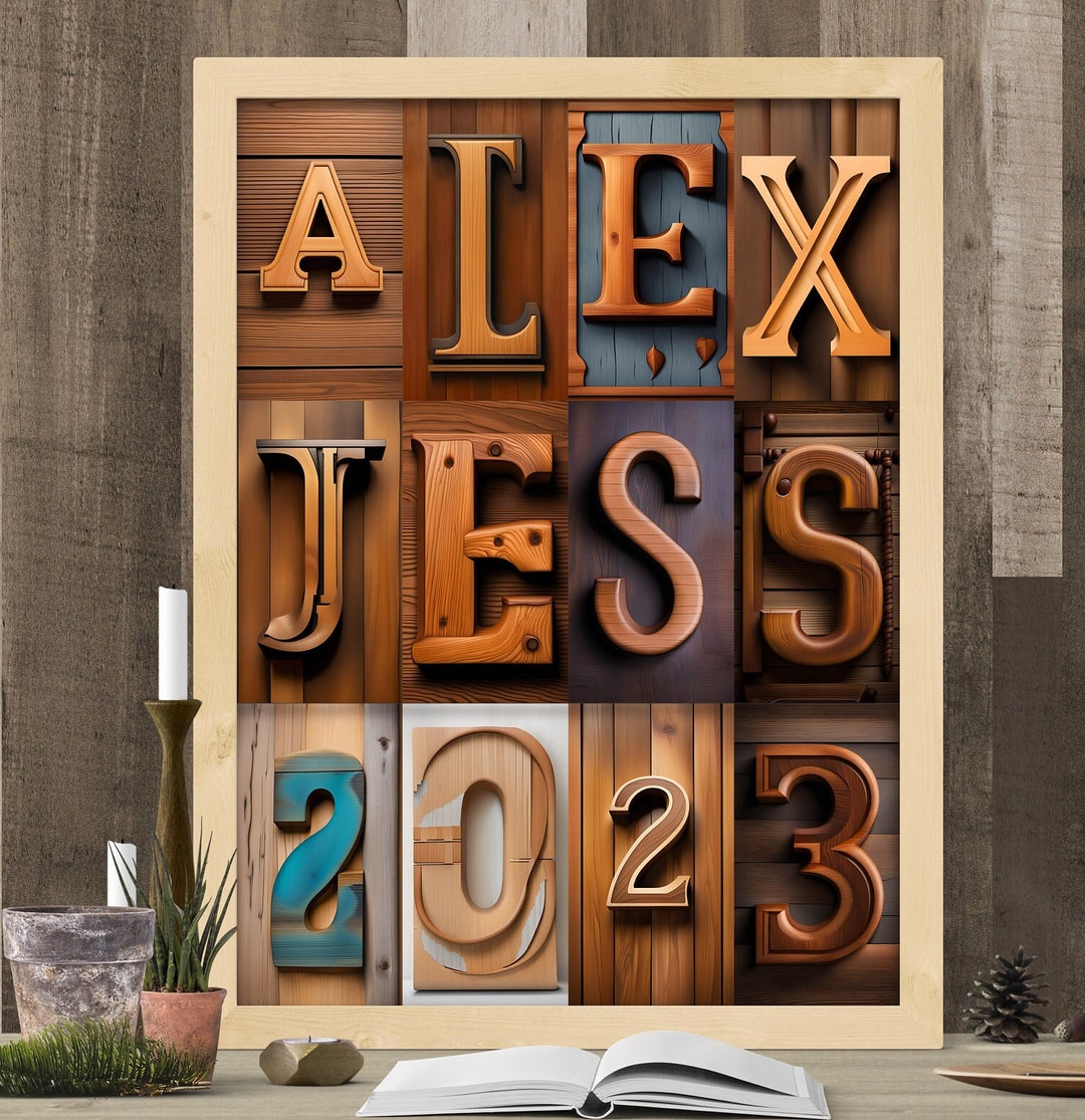 Rustic Wood Style Alphabet AND Number Image Pack- 3 Variations per ...