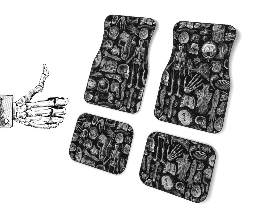 Black Gothic Human Anatomy Car Mats, Set of 4 - Tapetes De Coche ...
