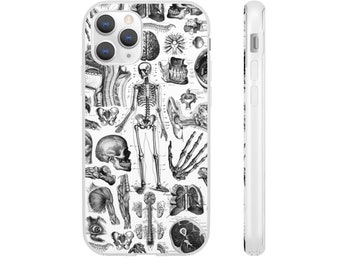 Human Anatomy Printed White on Black Flexi Smart Phone Case | Etsy