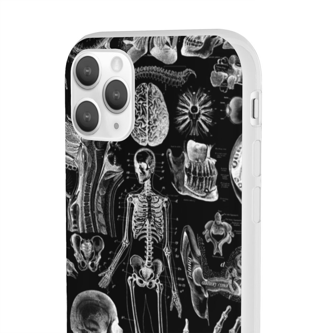 Human Anatomy Printed White on Black Flexi Smart Phone Case | Etsy