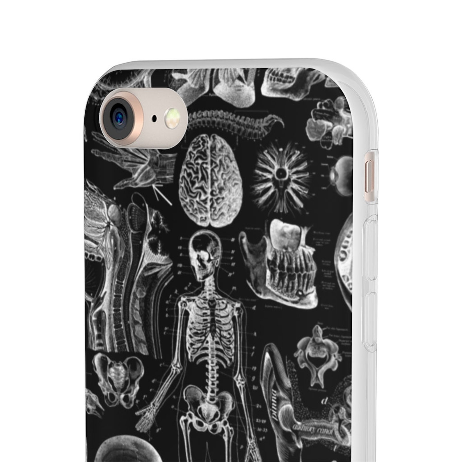 Human Anatomy Printed White on Black Flexi Smart Phone Case | Etsy