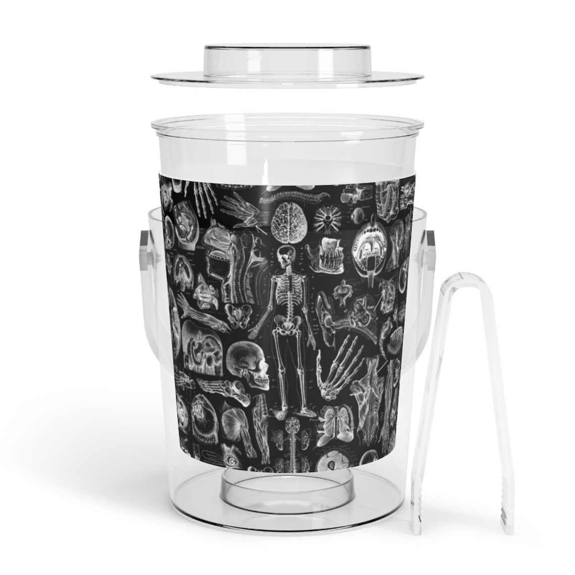 Black Gothic Human Anatomy Ice Bucket 3 Pieces, Bucket, Lid and Tongs ...