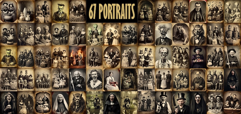 67 Vintage-styled Halloween Portraits: Perfect for DIY Spooky Decor, 67 ...
