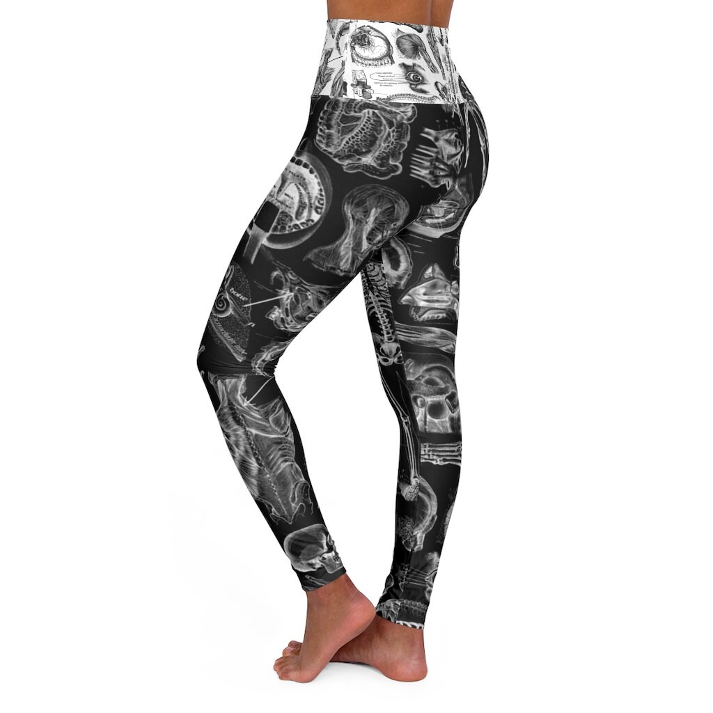 Human Anatomy Black Leg, White High Waisted Gothic Fashion Yoga ...