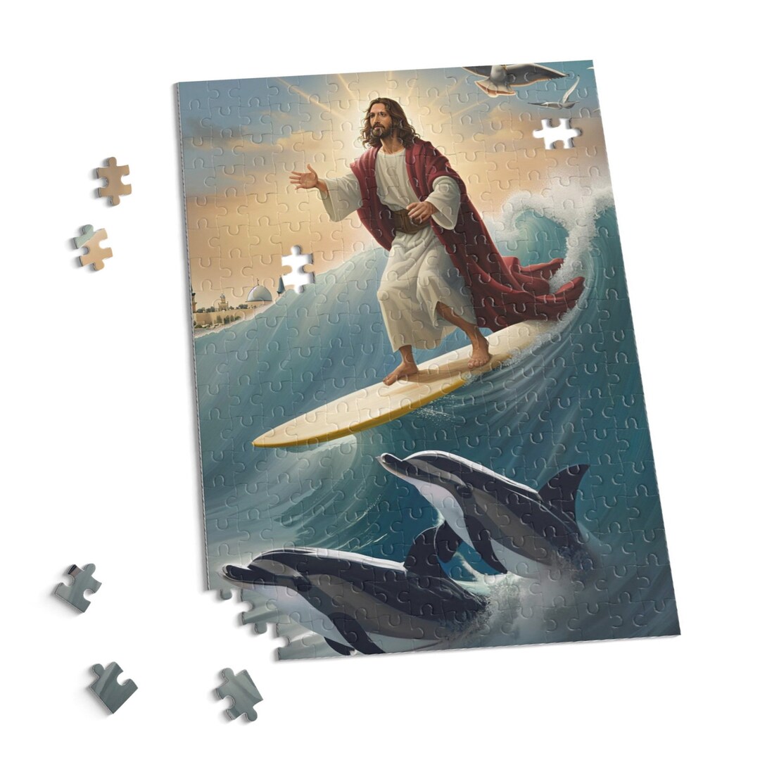 Surf's up Jesus - Family Friendly Puzzle - Three Sizes - Gamer Fans ...