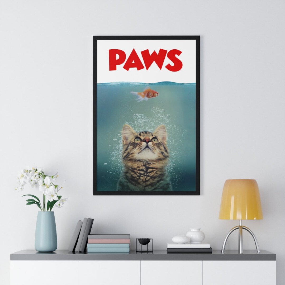 PAWS Movie Parody Cat Lover Framed Vertical Poster - Etsy