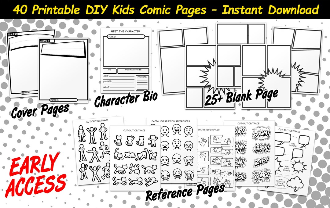 Early Release! Printable DIY Comic Book Kit for Kids – Draw Your Own ...