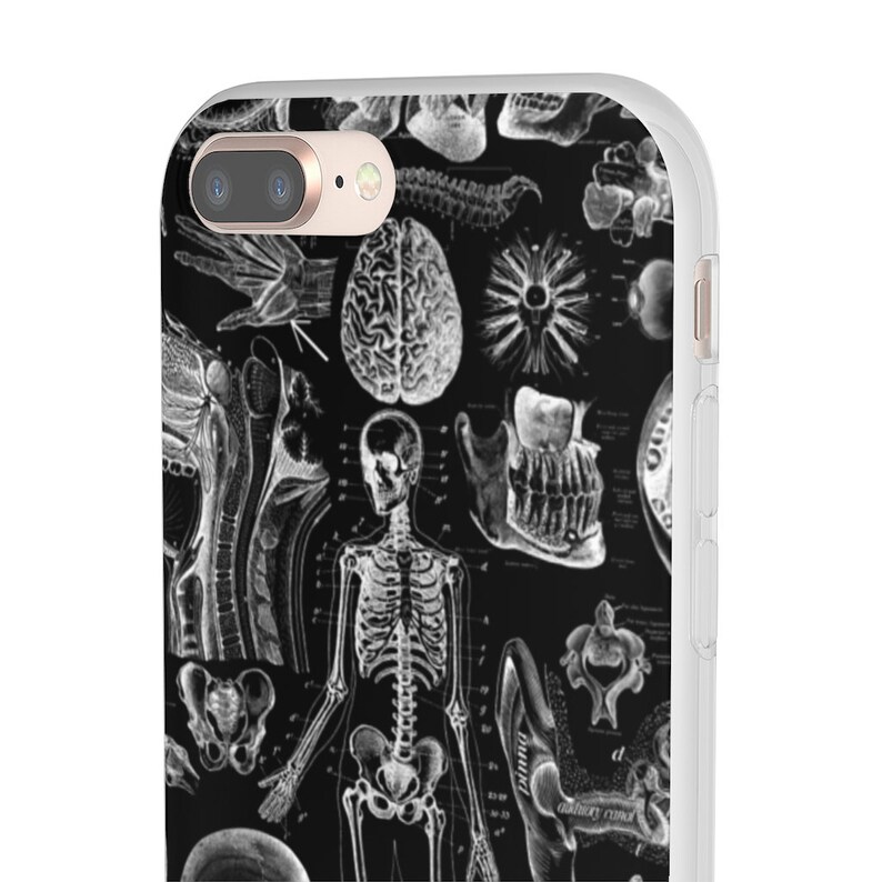 Human Anatomy Printed White on Black Flexi Smart Phone Case | Etsy