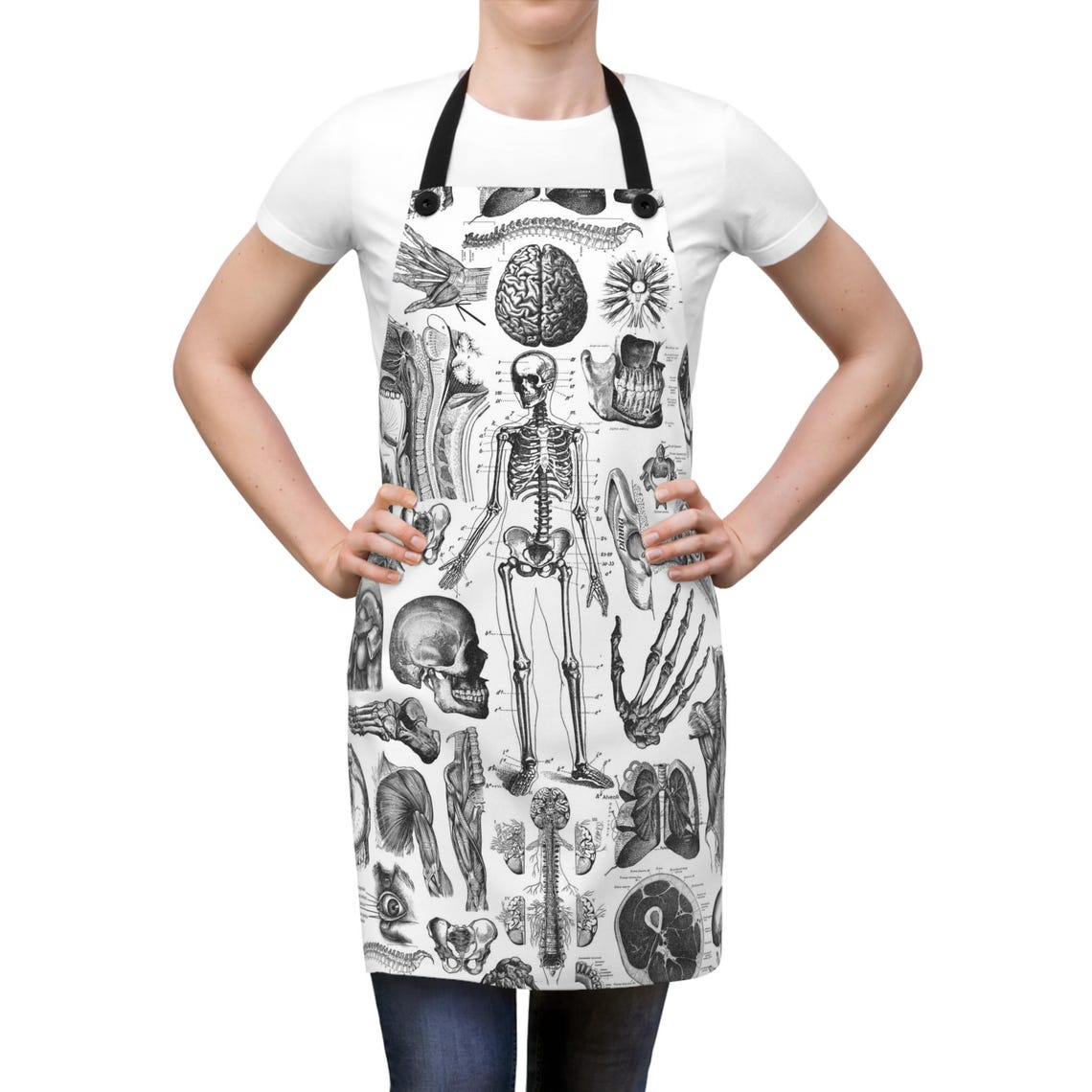 Human Anatomy Black on White Print Apron - Etsy