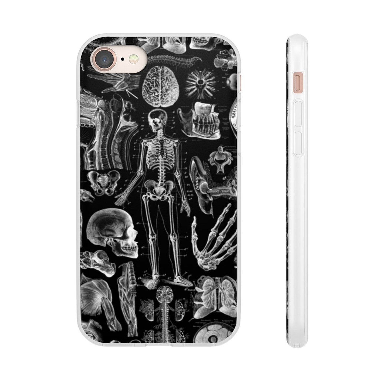 Human Anatomy Printed White on Black Flexi Smart Phone Case | Etsy