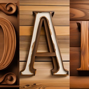 Rustic Wood Style Alphabet AND Number Image Pack- 3 Variations per ...