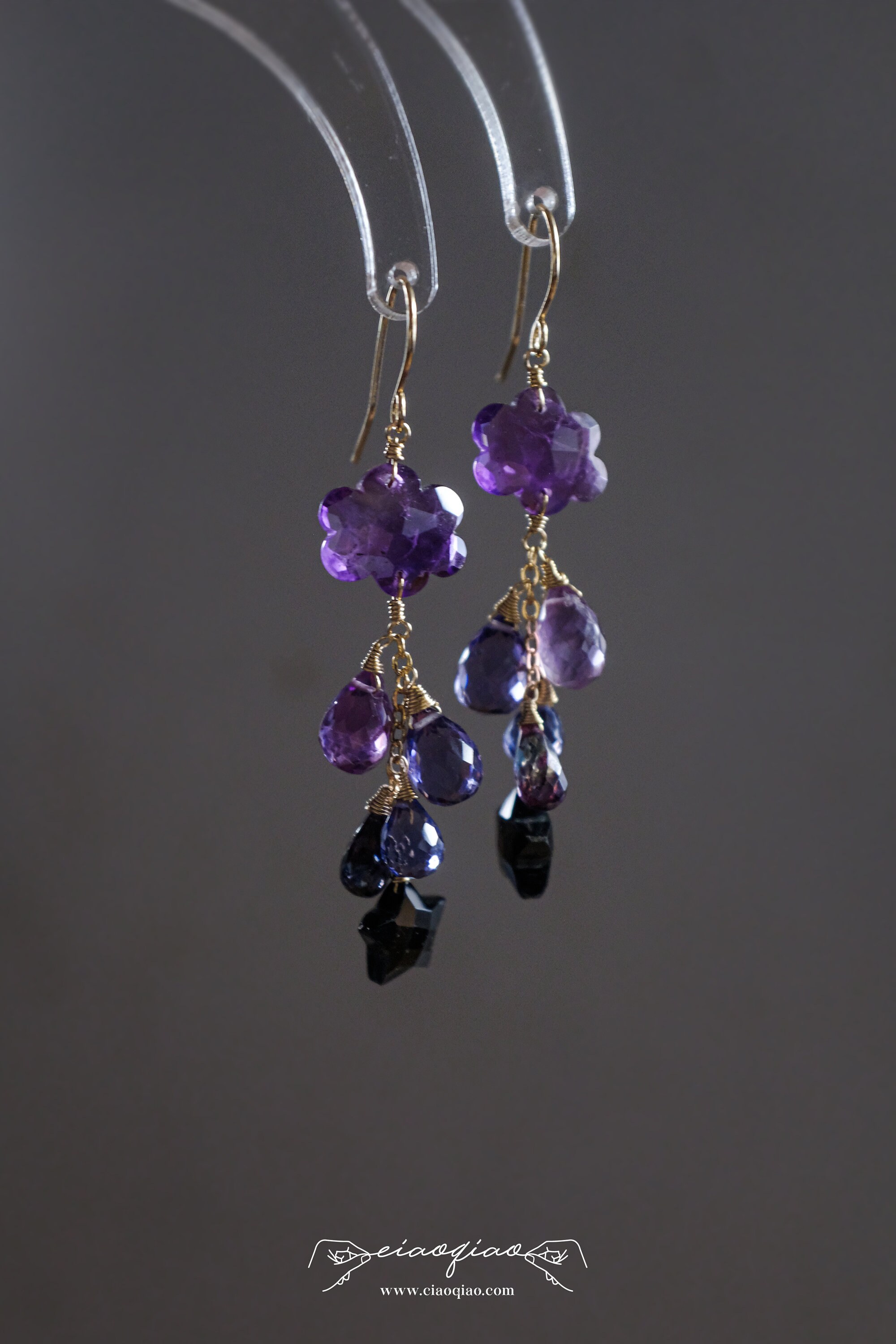 Starry Night Cloud Star Amethyst Drop Earrings Crystals Jewelry - Etsy