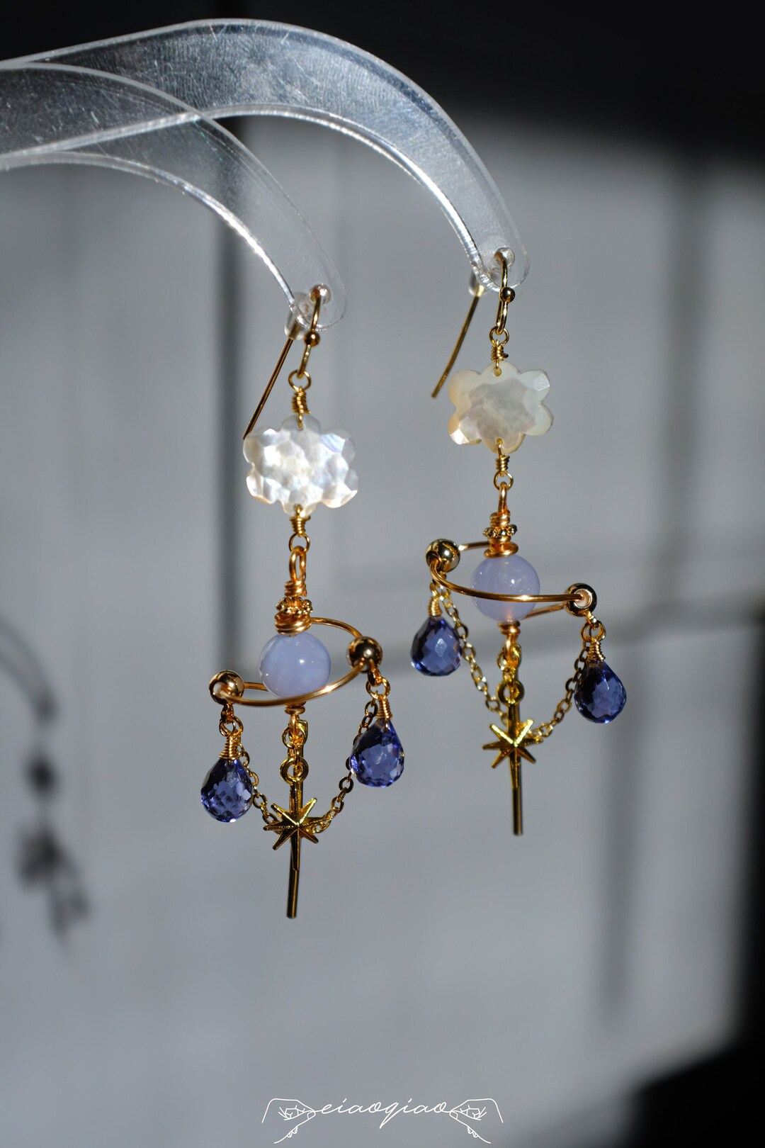 Mystic Celestial Scales Earrings/ Saturn Cloud Sun Planet Crystal ...